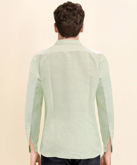 Cotton Shirt Full Sleeve Fine Line (Parrot Green)